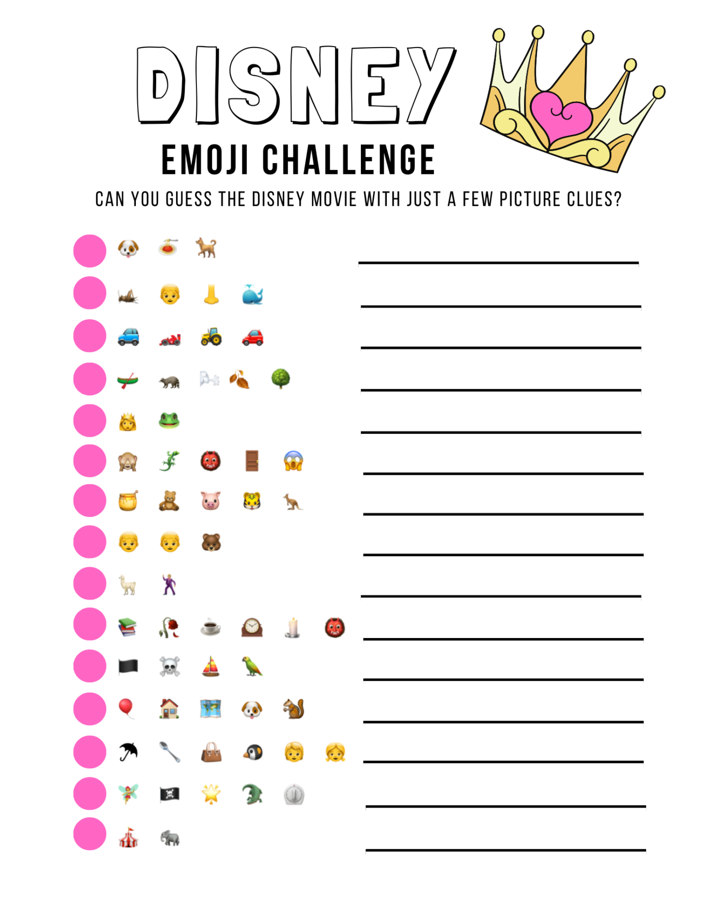 Disney Emoji Challenge Game Disney Emoji Challenge Game